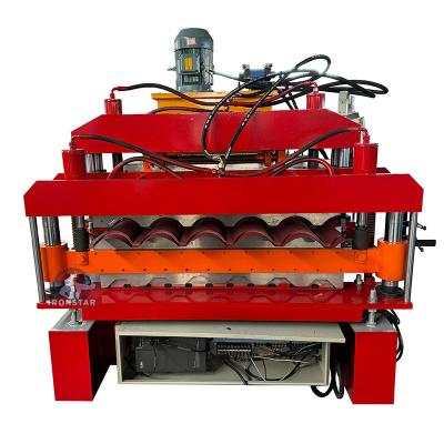 China 6 rib trapezoidal and 5 rib bamboo tile double layer roll forming machine 2 layer roll forming machine for sale
