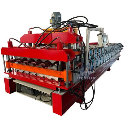 China 6 rib trapezoidal and 5 rib bamboo tile double layer roll forming machine 2 layer roll forming machine for sale