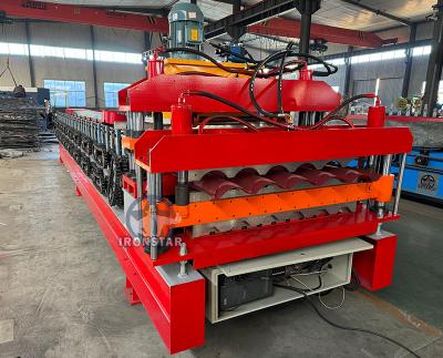 China 6 rib trapezoidal and 5 rib bamboo tile double layer roll forming machine 2 layer roll forming machine for sale