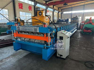 중국 헝가리에서 5비브와 6비브 트라페지오이드 잎 이중층 롤 폼 머신 판매용