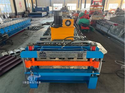 중국 헝가리에서 5비브와 6비브 트라페지오이드 잎 이중층 롤 폼 머신 판매용