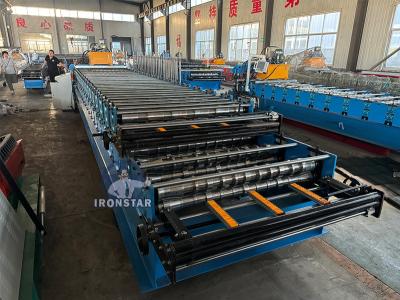 중국 헝가리에서 5비브와 6비브 트라페지오이드 잎 이중층 롤 폼 머신 판매용