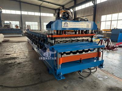 중국 슬로바키아에 대한 6개의 리브 트래페소이드 및 유리 타일 두 배층 롤 형성 기계 판매용