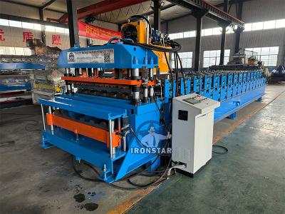 중국 슬로바키아에 대한 6개의 리브 트래페소이드 및 유리 타일 두 배층 롤 형성 기계 판매용