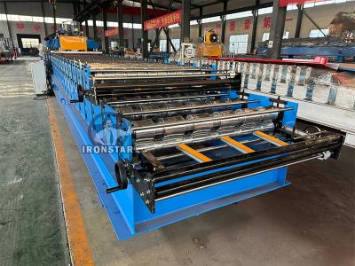 중국 슬로바키아에 대한 6개의 리브 트래페소이드 및 유리 타일 두 배층 롤 형성 기계 판매용