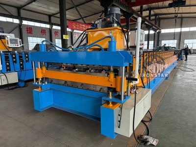 China 5 rib and 4 rib trapezoidal sheet double deck roll forming machine 2 layer roll forming machine for sale