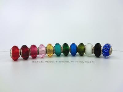 China Murano Glass Beads with faceted surfaces and Big Hole fit for European Bracelets with multi colors for sale