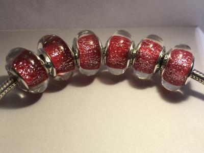 China Red Shimmer Charm murano glass Charm Beads Big Hole for European Bracelets original factory wholsale supplier for sale