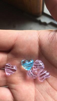 China Blue Ribbon Heart Dangle murano glass Charm Beads Big Hole for European Bracelets original factory wholsale supplier for sale