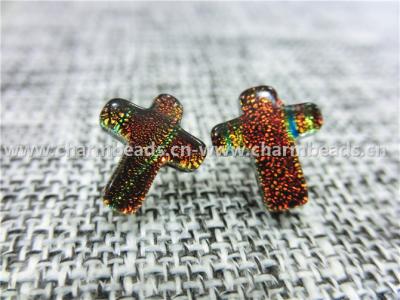 China Dichroic Glass stud earrings cross shaped fashion  for Women Jewelry European by original factory wholsale supplier for sale