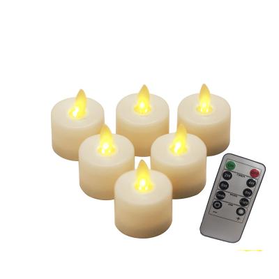 China Flicker Flicker Ten Head Wickless MiNi Battery Candle Lighting Flickering LED Tea Light Remote Control Candles with Timer Candle for sale