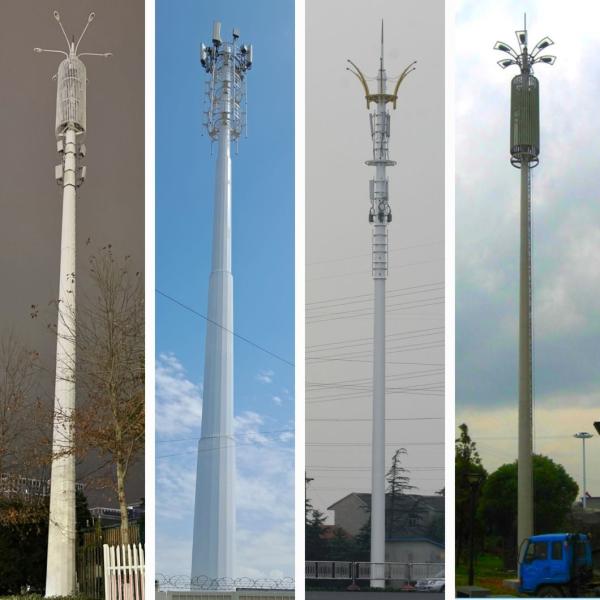 Quality Galvanized Single Tube Monopole Communication Tower Wind Resistant for Roadside for sale