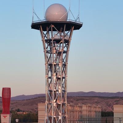 China Q235B Steel Silver Hot Dip Galvanized Customizable Height Weather Radar Signal Tower Telecommunication Accessory Lightning Tower for sale