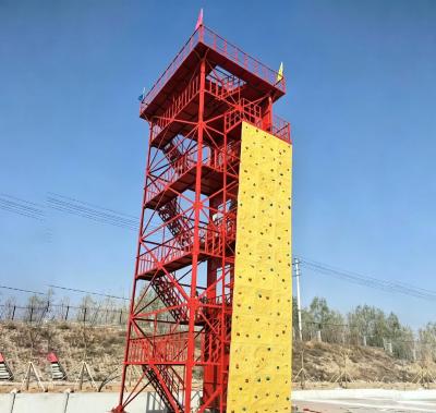 China Training Tower Four Legged Lattice Steel Structure with Climbing Ladder and Rescue Platform for Fire Brigade Training for sale