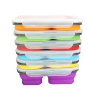 China Rectangular Silicone Snack Box , Durable Collapsible Food Storage Container for sale