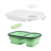 China Leakproof Silicone Lunch Container Reusable 2 Compartment Collapsible for sale