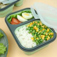 China Leakproof Silicone Lunch Container Reusable 2 Compartment Collapsible for sale