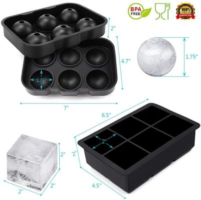中国 6 ホールボールアイスキューブ トレイ 軽量 積み立てられる 食器洗浄機 セーフ 販売のため