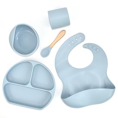 China Sete de alimentação de silicone de desmame durável 5pcs em 1 conjunto reutilizável inofensivo à venda