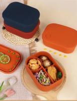 China Rectangle Silicone Lunch Container Bento Box Reusable 4 Compartment for sale