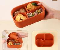 China Rectangle Silicone Lunch Container Bento Box Reusable 4 Compartment for sale