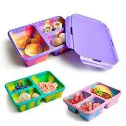 Cina Contenitore per pranzo in silicone multicolore Microonde libera da BPA 2.5L in vendita