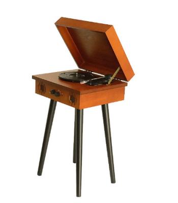 China Vertical bass 3-speed wooden vinyl turntable player with standing leg for sale