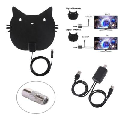 China Factory supply ATSC Lovely Cat Design indoor antenna for tv Hot sale,free tv antenna receiving rang 50 miles for sale