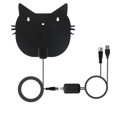 China Factory supply ATSC Lovely Cat Design indoor antenna for tv Hot sale,free tv antenna receiving rang 50 miles for sale