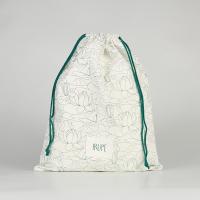 China White Cotton Blue Pattern Printed Reusable Eco Friendly Cotton Drawstring Bag for sale
