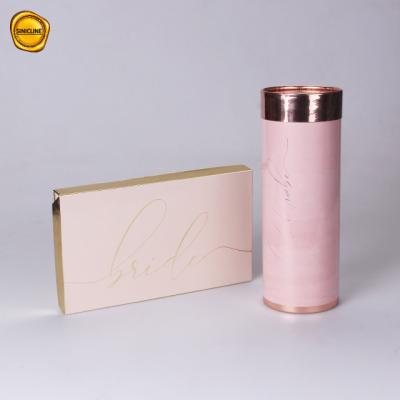 Cina Contenitore di carta su ordinazione di cilindro della metropolitana di Logo Glossy Pink Cosmetic Packaging per i prodotti di bellezza in vendita