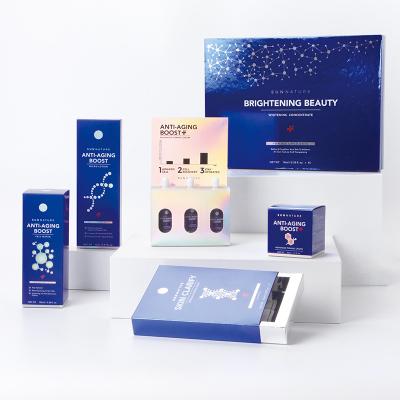 Китай Изготовленная на заказ коробка печати серебра коробки лосьона коробки Skincare упаковывая бумажная голубая бумажная продается
