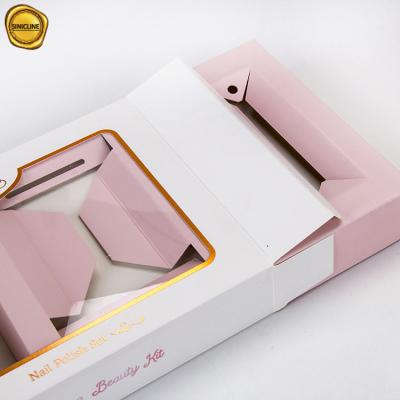 Cina Su misura stampando la scatola d'imballaggio cosmetica dello smalto 350gsm con la chiara finestra in vendita