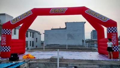 China Customized Giant Red Big Angle Inflatable Finish Line Arch With LOGO on the Top for Sports Company for sale