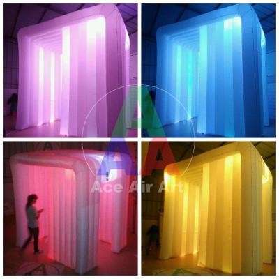 China ace air art  design newest oxford fabric led lighting inflatable photo booth with 2 entrances for sale