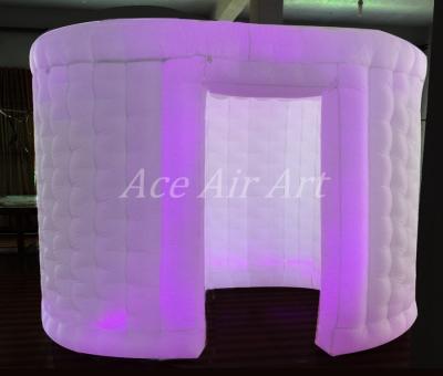 China white oval type lighting inflatable tent for photo booth with 1 door enclosure and led lights made in China for sale