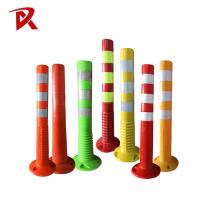 Quality 750mm PU Spring Post Orange Warning Post Traffic Bollard Reflective Delineator for sale