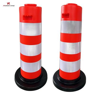 China 重荷13KG 1100*300*560mm オレンジ色反射型PE道路建設用トラフィックバレル for sale