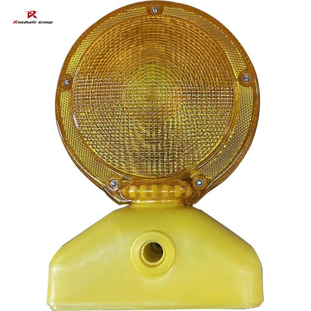 Solar LED traffic warning light in use