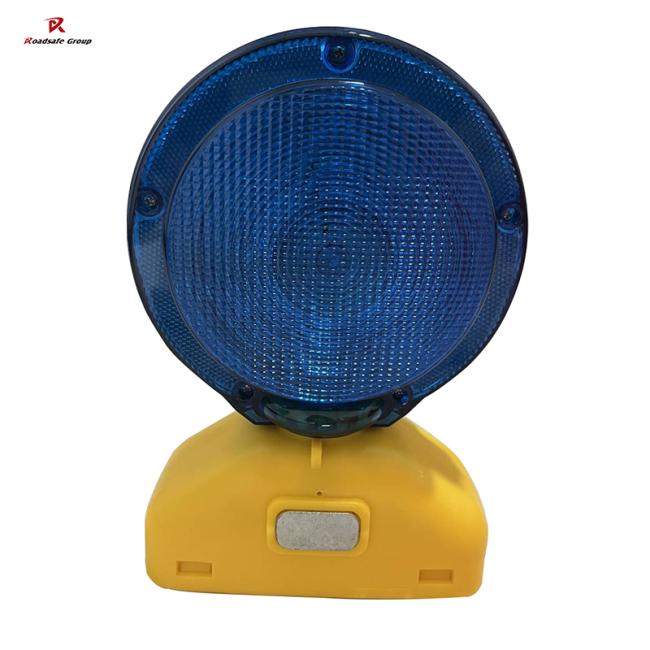 Solar LED traffic warning light side view