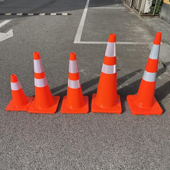 Close-up of traffic cone reflective detail