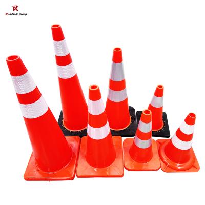 China Bright Orange Traffic Cone Ideal for Roadwork Zones and Event Management with High Visibility Reflective Bands for sale
