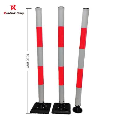 China White Red PE Post Dia 6cm with Removable Base Pin Flexible Delineator 1050 Traffic Barrier Reflective Safety Warning Bollards for sale