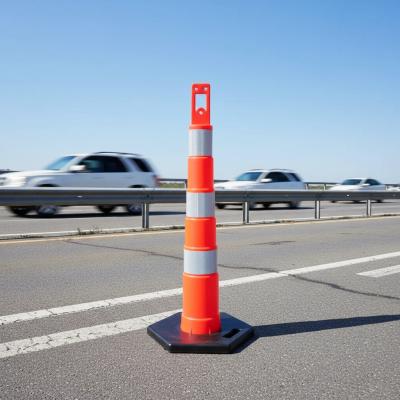 China Warning Spring Post 1070mm Orange Flexible Traffic Bollard Reflective Road 6.8kg Delineator Post for road construction diviner for sale