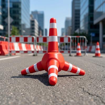 China 60cm PVC 4 legs four-foot Traffic Cone with High-Intensity Prismatic Reflective for Roadway Safety for sale
