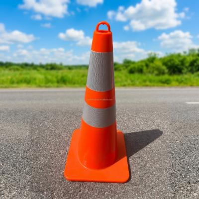 China 72cm Height Flexible PVC Traffic Cone with Reflective Tape for Road Safety and Warning for sale
