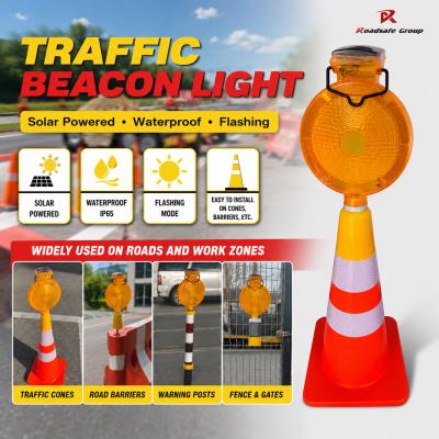 China 185mm Rechargeable Solar Road Light Traffic Equipment Led Flashing Lights Barricade Light for sale