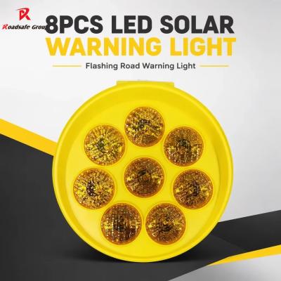 China 8pcs LED Flashing Saudi Arabic 390mm ROADSAFE Solar Sunflower Light Traffic Warning Light Yellow Traffic Sign Amber Light for sale