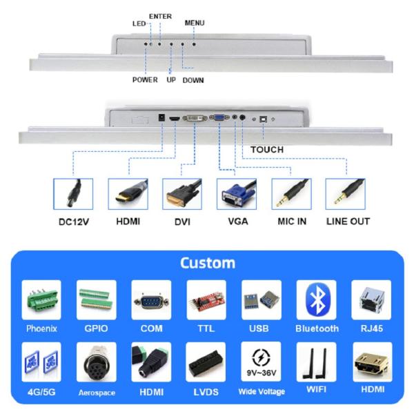 Quality Compt 15" Wall-Mounted Display LED Panel Industrial Computer Monitor for sale
