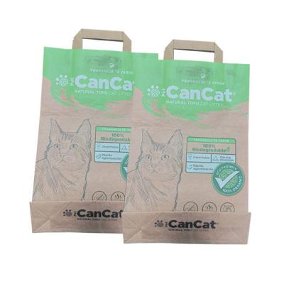 Cina Unga strato di Cat Litter Biodegradable Kraft Bag del carbone di carta il doppio con la maniglia in vendita